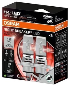 SADA 2x LED Autožárovka NIGHT BREAKER SPEED H4 P43T/14W/12V 6000K - Osram