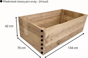 Dřevěný vyvýšený záhon extra bytelný Krušnohorský Nábytek 1B1 156 x 96 x 36 cm smrk přírodní s nátěrem