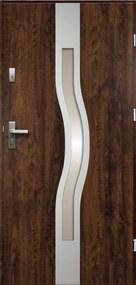 Vchodové dveře Olimpia, 90 P, 1000 × 2070 mm, ocel, pravé, ořech tmavý, prosklené