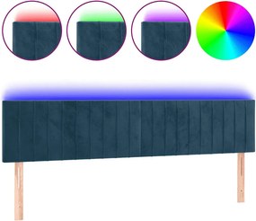 Čelo postele s LED tmavě modré 180x5x78/88 cm samet 3121914