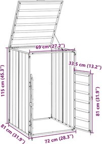 vidaXL Box na 1 popelnici zelený 72 x 81 x 115 cm ocel