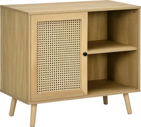 HOMCOM Úložný bufetový kabinet s 1 dveřmi se vzhledem ratanového dřeva - rozměr 80D x 39Š x 70V cm