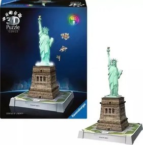 Ravensburger 3D Puzzle Iconics: Socha svobody (Noční edice) / 108 dílk