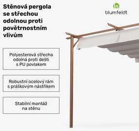Blumfeldt Pantheon Wall Pergola, nástěnná pergola, 3 x 3 m, práškově lakovaná ocel, odolná proti povětrnostním vlivům