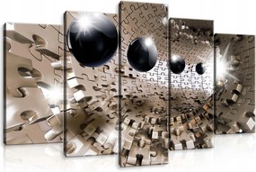 Obraz 100x60 modulární polyptych abstrakce 3D hloubka metalíza moderní