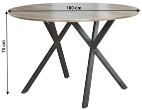 Kondela Jídelní stůl, dub šedý/černá, průměr 100 cm, AKTON