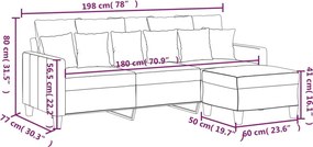 3místná pohovka s podnožkou světle žlutá 180 cm textil 3201094