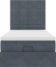 Osmanský rám postele s matracemi tmavě šedá 100x200cm samet 3313452
