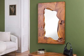Designové nástěnné zrcadlo s dřevěným rámem Aron teak 90cm