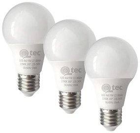 LED ŽÁROVKA QTEC E27 9W 2700K, 3 PACK