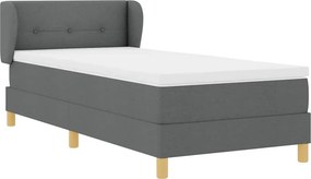 Postel s boxspringem s čelo Tmavě šedá 100 x 200 cm textil 3340200