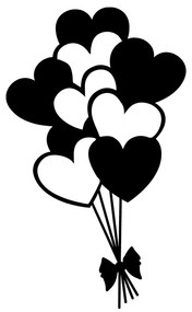 Wallexpert Dekorativní kovový nástěnný doplněk Balloons - Black, Černá