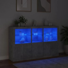 Příborník s LED osvětlením betonově šedý 162 x 37 x 100 cm 3209145