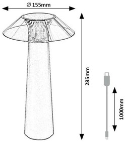 Rabalux 77062 stolní LED lampa s USB dobíjením Assen