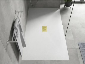 Mexen Hugo, obdélníková sprchová vanička SMC 150 x 100 cm, bílá, zlatá krytka, 42101015-G