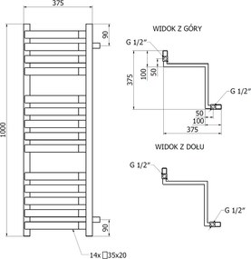 Mexen Loop, koupelnový radiátor 1000 x 375 mm, 572 W, bílá, W129-1000-350-00-20