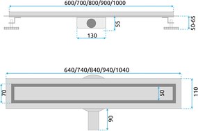 Rea Neox Pro, odtokový sprchový žlab 60cm, zlatá matná, REA-G2701