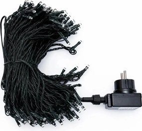 LED světelný řetěz, venkovní, 40 m, ledově bílá, 200 diod, černý kabel, IP44, vč. zdroje