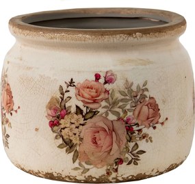 Keramický obal na květináč s růžemi Rosien - Ø15*13 cm