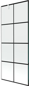 Mexen Next, vanová zástěna 1-křídlová 80 x 150 cm, fixní křídlo, 6 mm čiré sklo s černým vzorem, bílý profil, 895-080-000-00-77-20