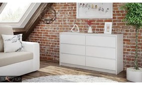 Komoda 6 šuplíků 140 cm Bílá