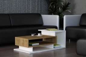 Designový konferenční stolek Habiba 90 cm bílý / ořech