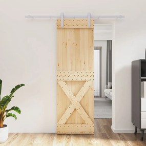 Posuvné Dveře S Kováním 70 X 210 Cm Masivní Borové Dřevo