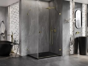 Mexen Lunar-B, výklopný sprchový kout pravý 80 x 70 cm, 8mm čiré sklo, zlatý profil, 832-080-070-50-00-P