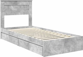 Postel s úložným prostorem s čelo Betonově šedá 90 x 190 cm 3409940