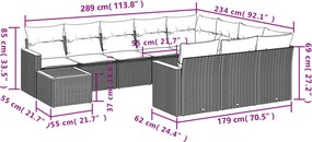 11dílná zahradní sedací souprava s poduškami černá polyratan 3258766