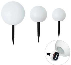 Sada 3 bílých venkovních stojacích lamp včetně LED solárních IP44 - Ludger