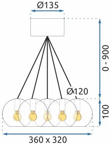 Toolight - Závěsné svítidlo skleněné koule G4 25W APP560-7CP, chromová, OSW-08236