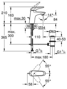 Grohe Eurostyle - Umyvadlová baterie stojánková s odtokovou garniturou, chrom 23707003