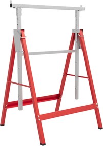 HOMCOM 2 x Skládací Trestle - Nastavitelná Výška až 200kg Ocel Červená 68 x 58 x 80-130 cm