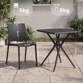 Sada zahradního nábytku Amino se 4 židlemi – černá