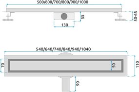 Lineární odtokový žlab Rea Neox Pro 60 cm stříbrný