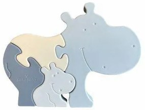 PETÚ PETÚ Alfie Silikonové puzzle Hippo Blue mix Petú Petú