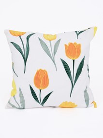 MK Lůžkoviny Bavlněný povlak na polštář Renforcé 40 x 40 cm - Květy tulipánů oranžové