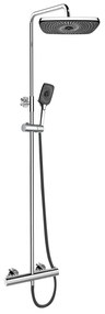 Mereo Mereo, Termostatická nástěnná sprchová baterie s hadicí, ruční a talířovou hranatou sprchou 300x190mm, CB60104TSG