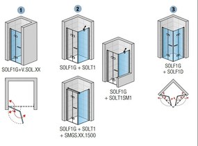 Ronal (Sanswiss) Ronal, SOLINO Black Line dvoudílné skládací dveře SOLF1 Šířka: 100