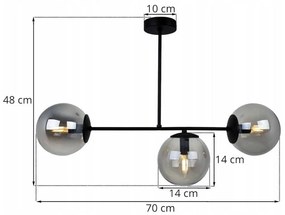 Stropní svítidlo Paris, 3x grafitové skleněné stínítko, (výběr ze 4 barev uchycení)