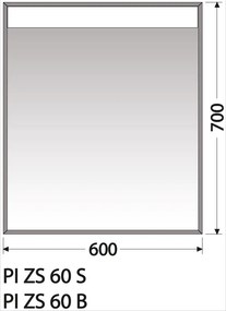 Intedoor IINTEDOOR Pineto zrcadlo v hliníkovém rámu s LED osvětlením PI ZS 60 S/B