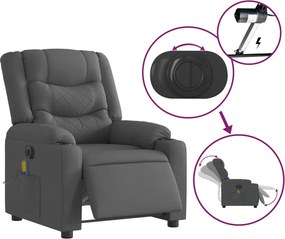 Elektrické masážní polohovací křeslo tmavě šedé textil 3206571