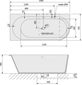 Polysan Sussi L vana rohová stojící 160 x 70 cm levá litý mramor šedá mat 90191L.31