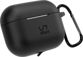 iWant Airpods Pro 3 silikonové pouzdro s karabinou černé Černá