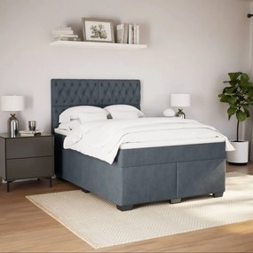 Box spring postel s matrací tmavě šedá 140x200 cm samet 3290937