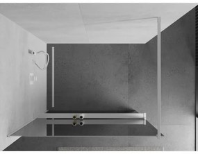 Mexen Kioto+, sprchová zástěna Walk-In s poličkou a věšákem 90 x 200 cm, 8mm sklo vzor zrcadlo, bílý profil, 800-090-121-20-50