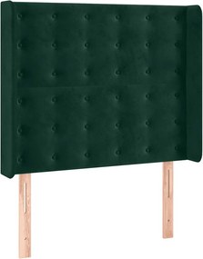 Box spring postel s matrací a LED tmavě zelená 90x200 cm samet 3139784