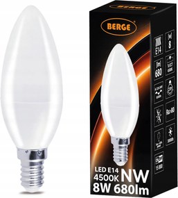 LED žárovka E14 - C37 - 8W - neutrální barva