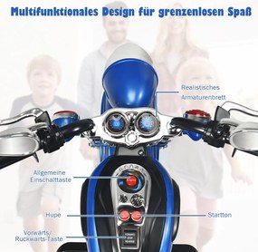 Costway 6 V elektrický motocykl s nastavitelnými světlomety motocykl modrá +